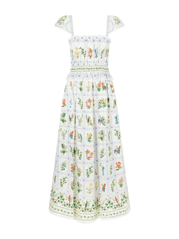 Farm Rio Tropical Porcelain Printed Cotton-poplin Maxi Dress - White