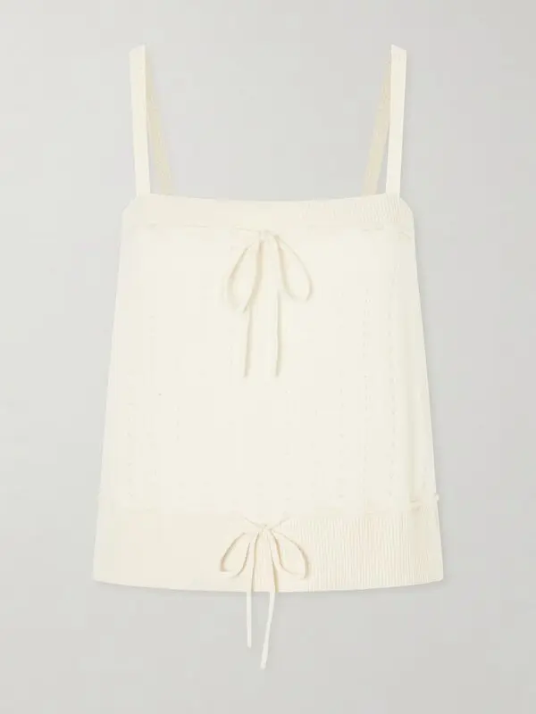 FRAME Charm Knotted Knit Cashmere Tank - Neutrals