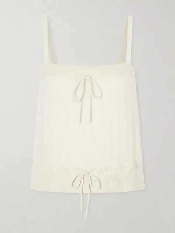 FRAME Charm Knotted Knit Cashmere Tank - Neutrals