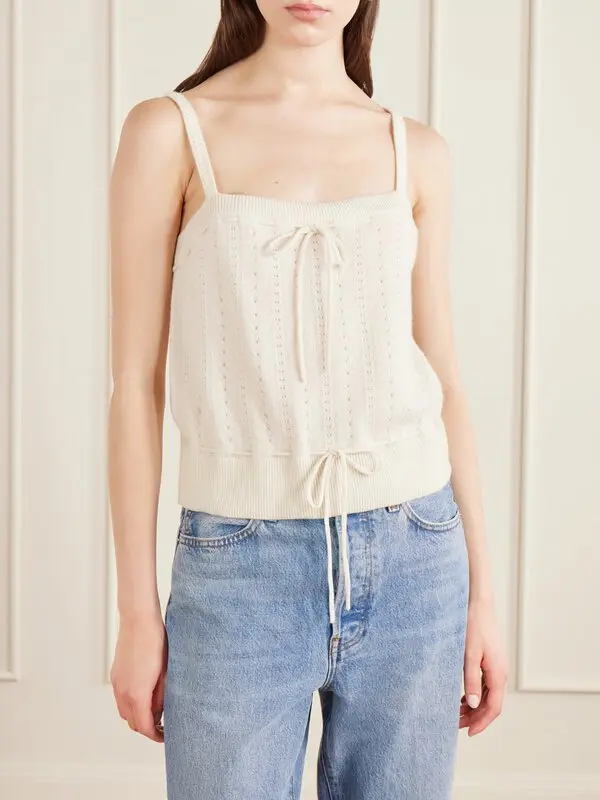 FRAME Charm Knotted Knit Cashmere Tank - Neutrals