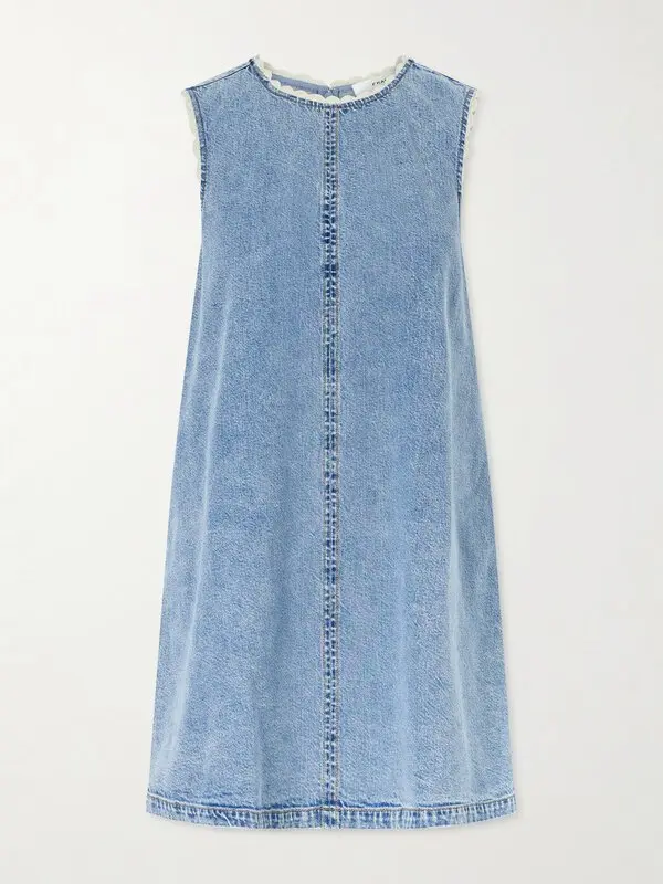 FRAME Crochet Tide Organic Cotton-blend Mini Dress - Blue