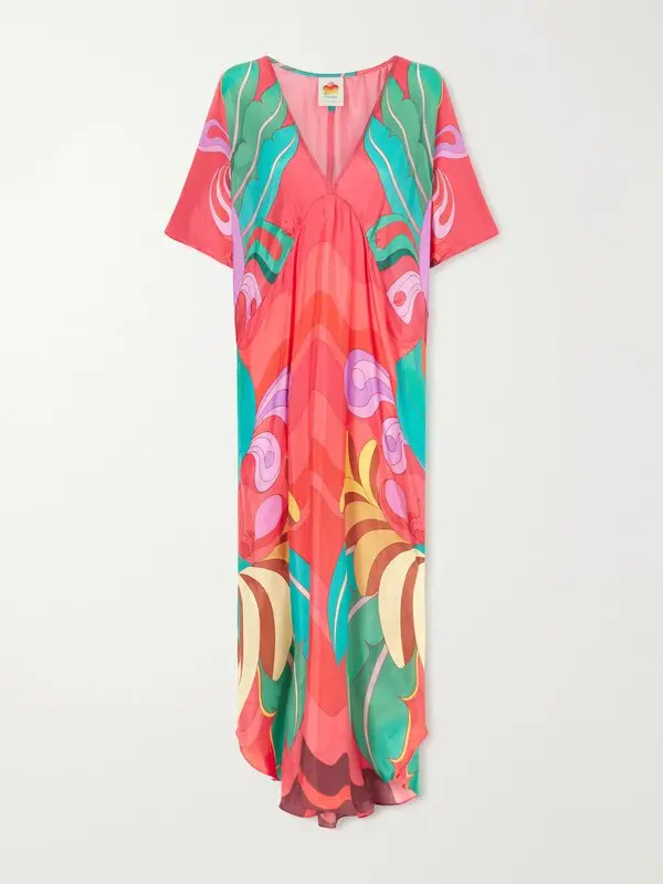 Farm Rio Printed Satin Coverup - Red