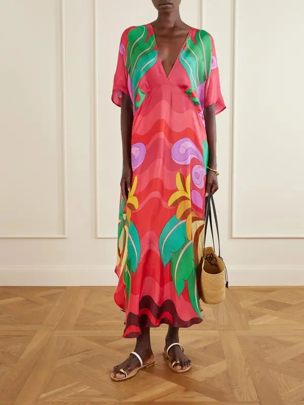 Farm Rio Printed Satin Coverup