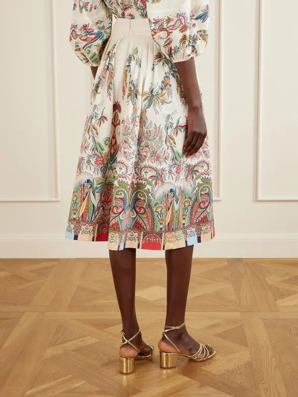 Etro Paisley-print Cotton-poplin Midi Skirt