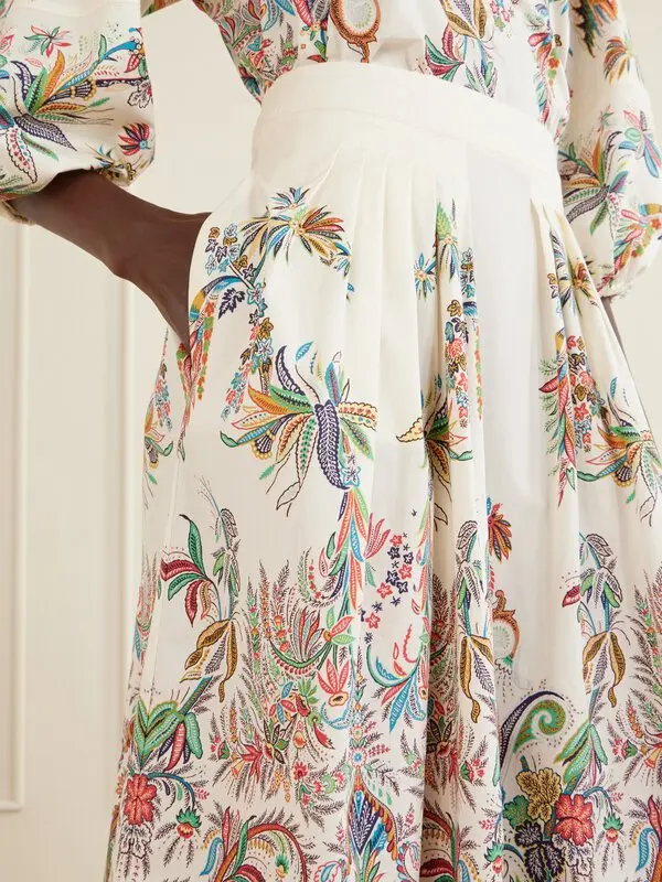 Etro Paisley-print Cotton-poplin Midi Skirt