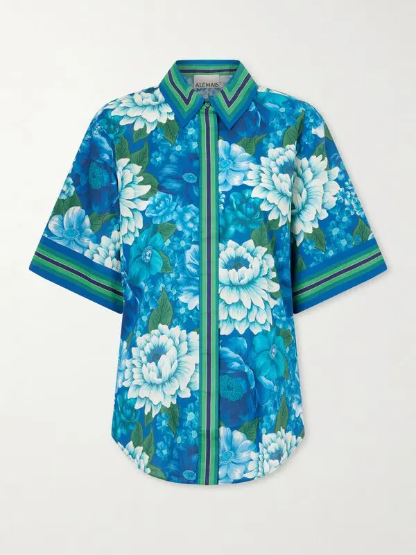 ALEMAIS Margo Striped Floral-print Organic Cotton-voile Shirt - Multi