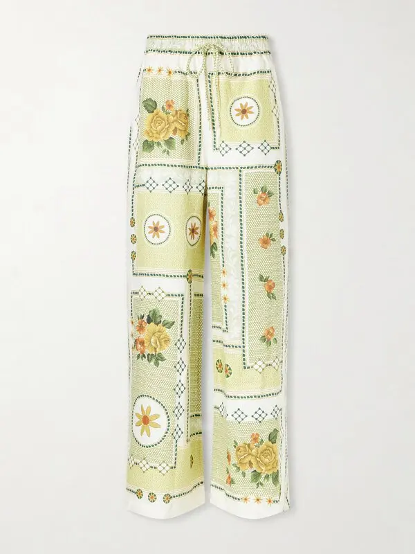 ALEMAIS Dixie Floral-print Wide-leg Linen Pants