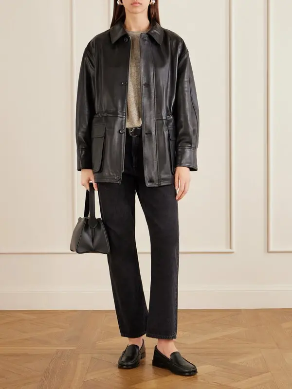 ARMA Maeve Paneled Leather Jacket - Black