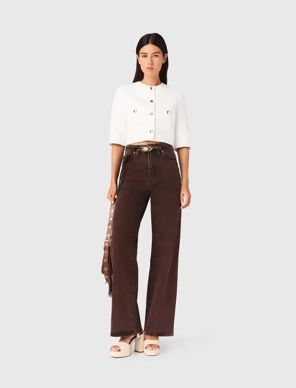 Maje Woman's Linen Short Linen Blend Jacket - White