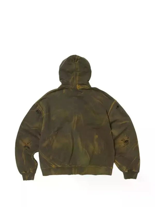 THUG CLUB Distressed Zip-fastening Hoodie - Green