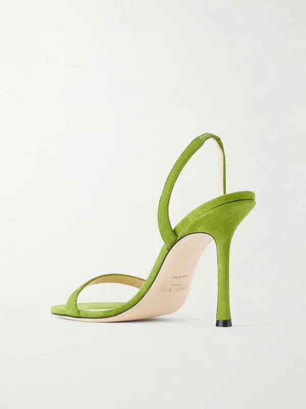 JIMMY CHOO Jenn 100 Suede Sandals - Green