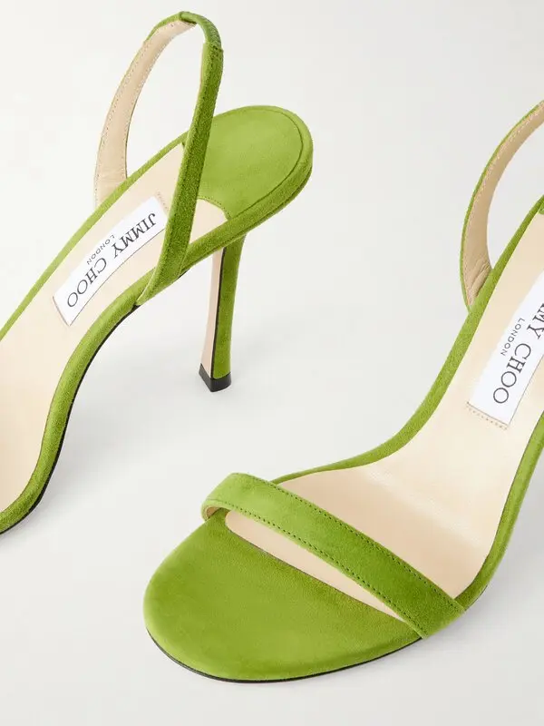 JIMMY CHOO Jenn 100 Suede Sandals - Green