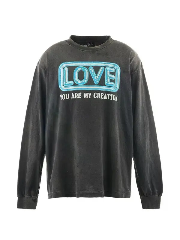 SAINT MXXXXXX Graphic-print Long-sleeve T-shirt - Black