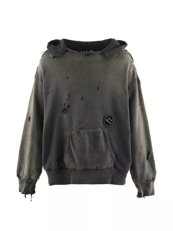 SAINT MXXXXXX Distressed Logo-patch Hoodie