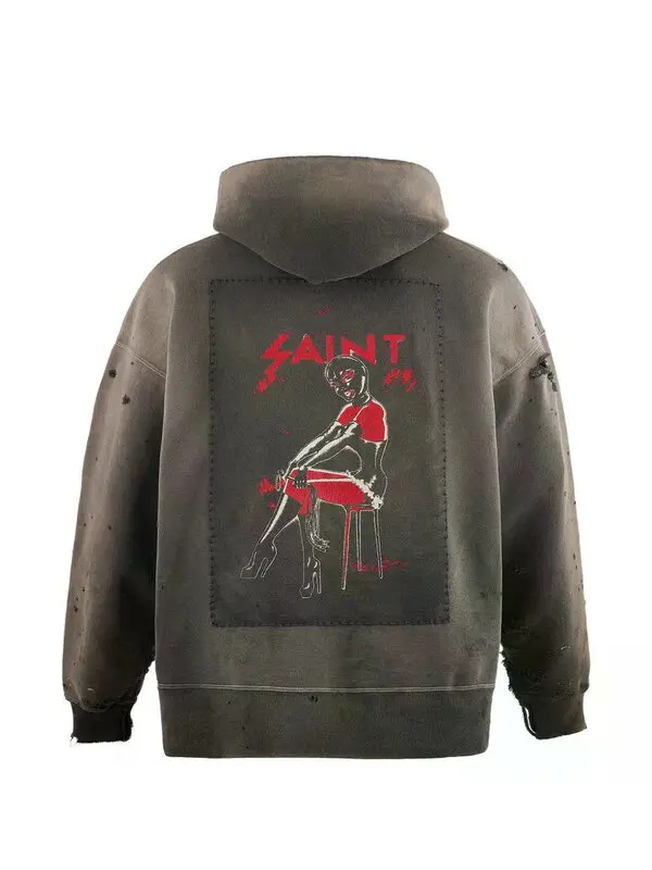 SAINT MXXXXXX Distressed Graphic Hoodie