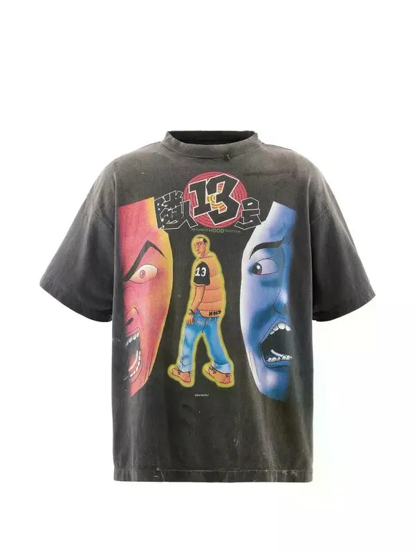 SAINT MXXXXXX X Santastic! X Geeks Rule Graphic-print Distressed T-shirt - Black
