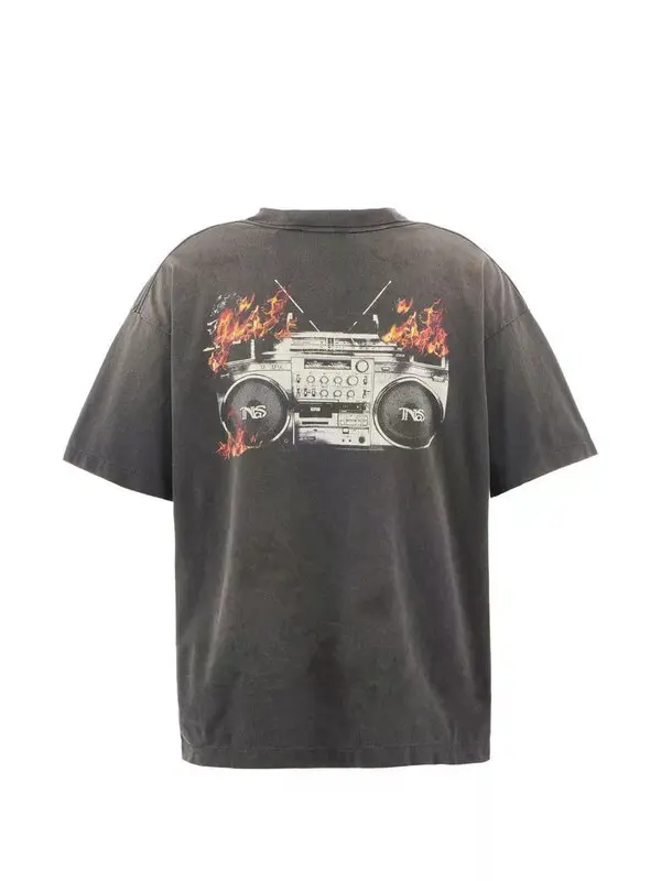 SAINT MXXXXXX Distressed Graphic-print T-shirt