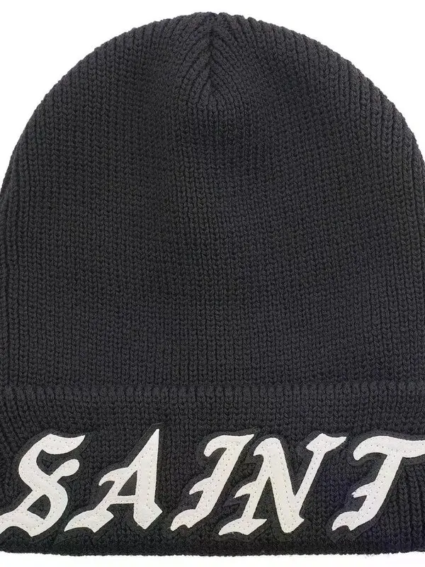 SAINT MXXXXXX Ribbed Knit Beanie Hat With Logo Patch