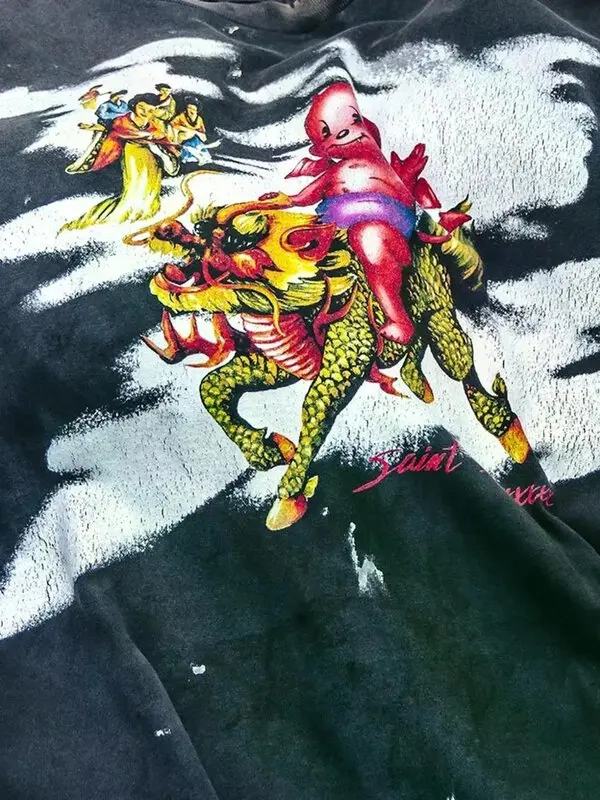 SAINT MXXXXXX Graphic-print Distressed T-shirt