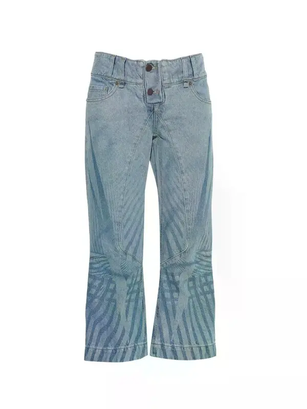 PAOLINA RUSSO Graphic Print Cropped Jeans - Blue