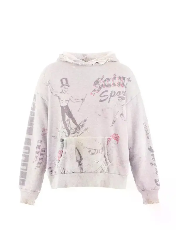 SAINT MXXXXXX Alexis Ross Distressed Graphic-print Hoodie - Grey