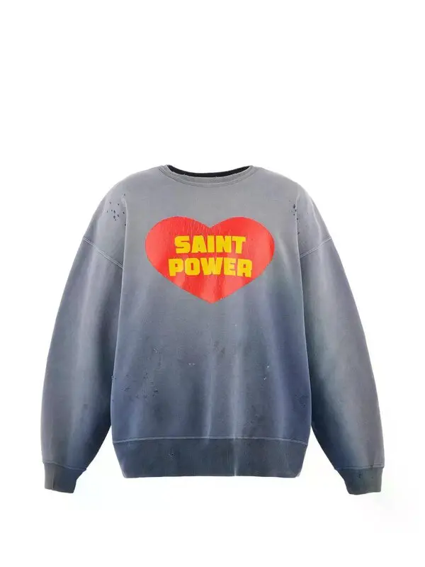 SAINT MXXXXXX Distressed Heart Print Sweatshirt