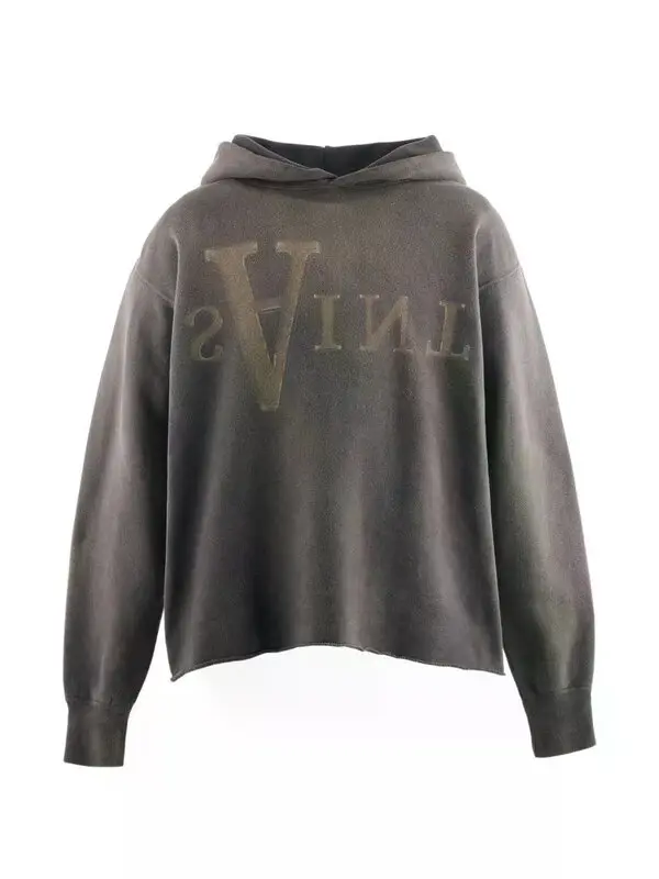 SAINT MXXXXXX Logo Print Raw-cut Hoodie - Black