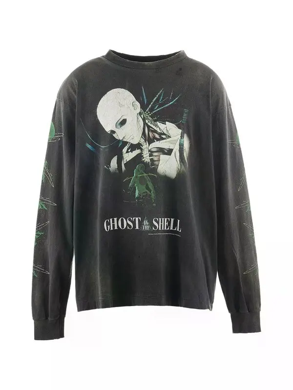 SAINT MXXXXXX Ghost In The Shell Graphic-print Long-sleeve T-shirt - Black