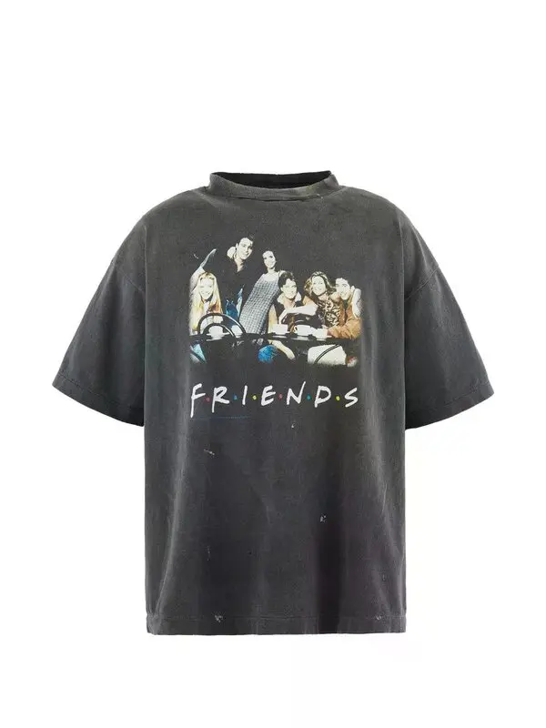 SAINT MXXXXXX Graphic-print Distressed T-shirt - Grey