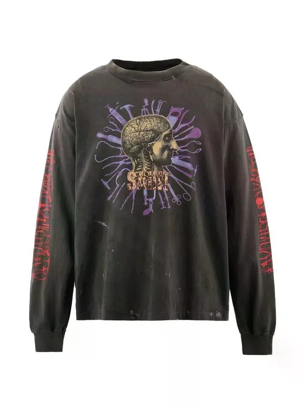 SAINT MXXXXXX Distressed Graphic Print Sweatshirt