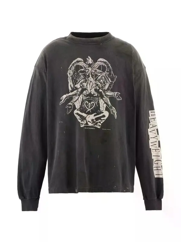 SAINT MXXXXXX Graphic-print Long-sleeve T-shirt - Grey