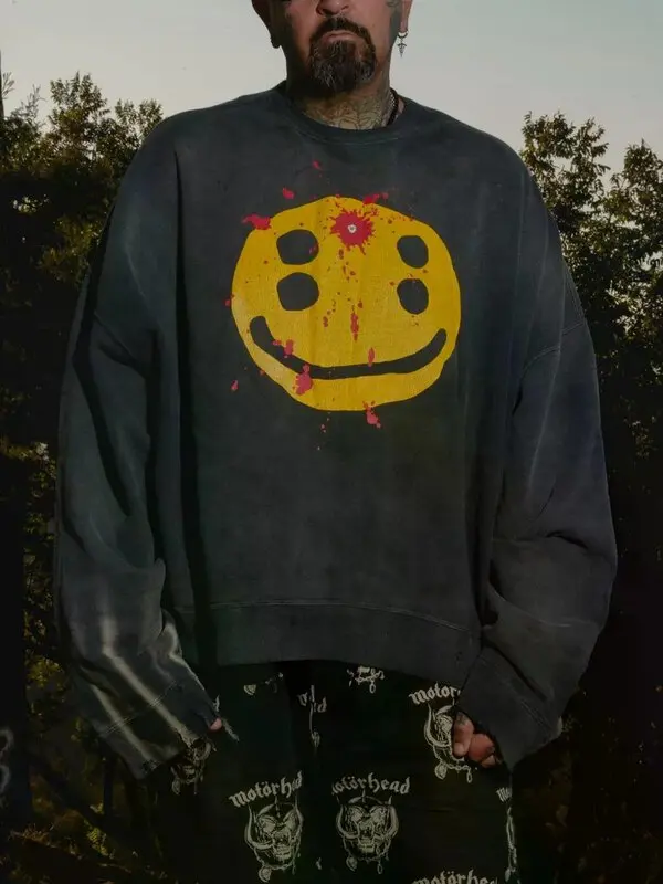 SAINT MXXXXXX Graphic Print Distressed Sweatshirt - Grey