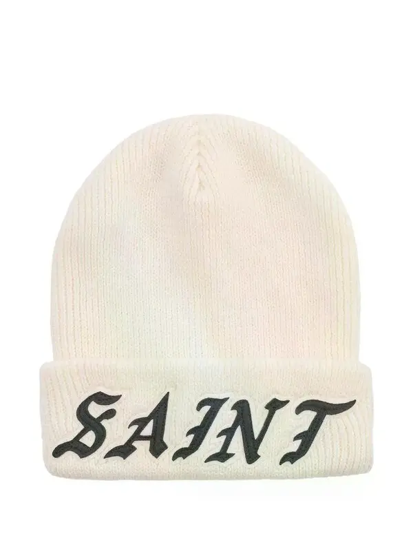 SAINT MXXXXXX Embroidered Logo Beanie - Neutrals