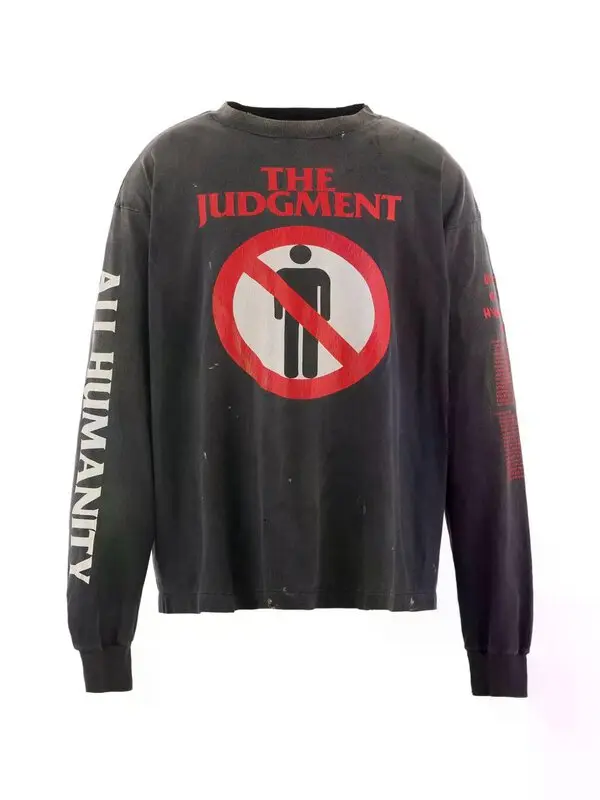 SAINT MXXXXXX Graphic-print Long-sleeve T-shirt - Black