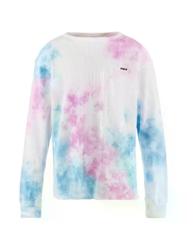 SAINT MXXXXXX Tharmal Tie-dye Waffle-knit T-shirt - White