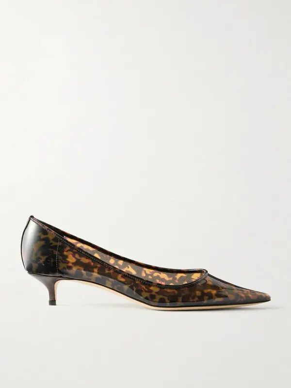 JIMMY CHOO Amelia 30 Print Pvc Pointed Toe Kitten Heel Pumps - Tortoiseshell