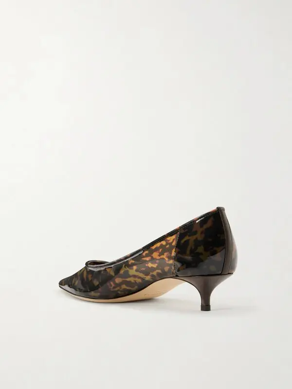 JIMMY CHOO Amelia 30 Print Pvc Pointed Toe Kitten Heel Pumps - Tortoiseshell