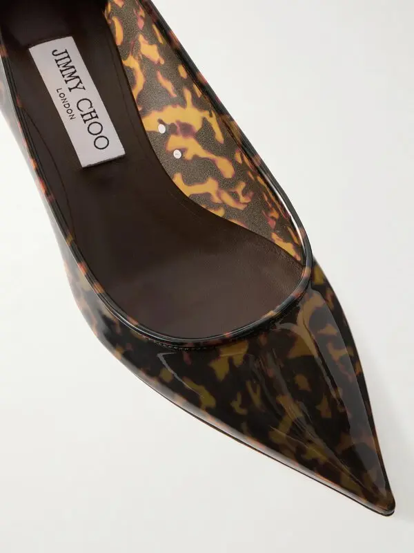JIMMY CHOO Amelia 30 Print Pvc Pointed Toe Kitten Heel Pumps - Tortoiseshell