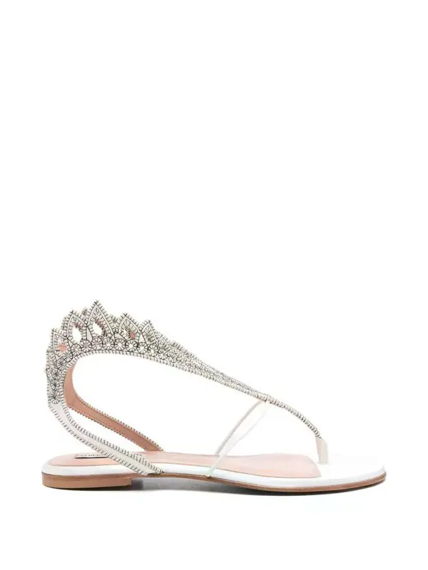 Alberta Ferretti Embellished Thong Sandals - White