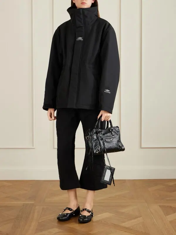 Balenciaga Le City Crinkled Glossed-leather Shoulder Bag - Black