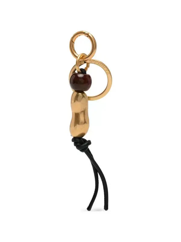 WANDLER Sculptural Charm Leather Trim Keyring - Gold