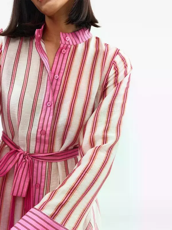 ASTON STUDIO Neottia Stripe-pattern Belted Mini Shirt Dress