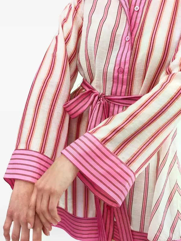 ASTON STUDIO Neottia Stripe-pattern Belted Mini Shirt Dress