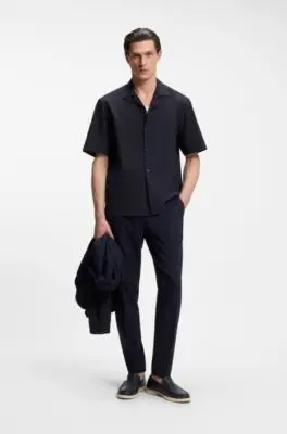 BOSS Relaxed-fit Shirt In Wool-blend Mesh