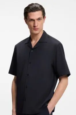 BOSS Relaxed-fit Shirt In Wool-blend Mesh