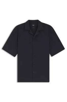 BOSS Relaxed-fit Shirt In Wool-blend Mesh