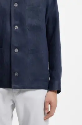 BOSS Relaxed-fit Overshirt In Italian-made Linen Twill