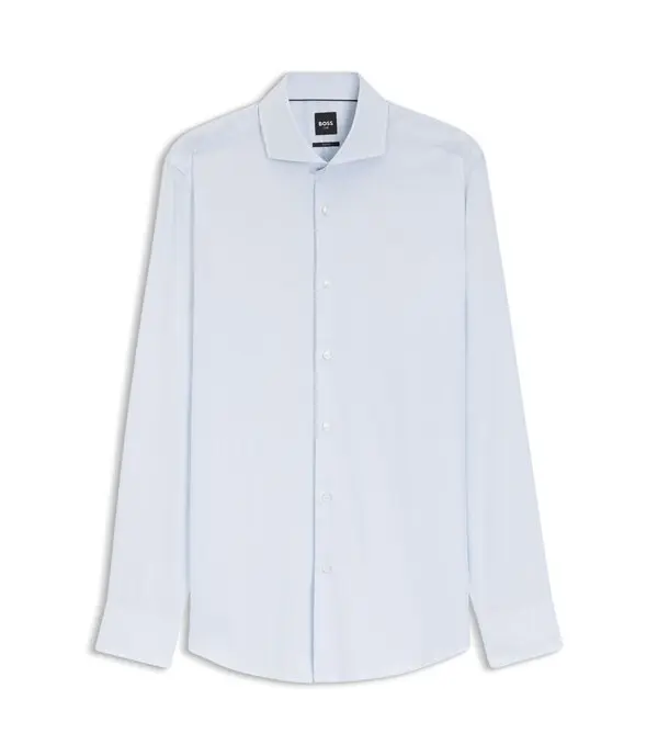 BOSS One Slim-fit Shirt In A Structured Cotton Blend - Light Blue