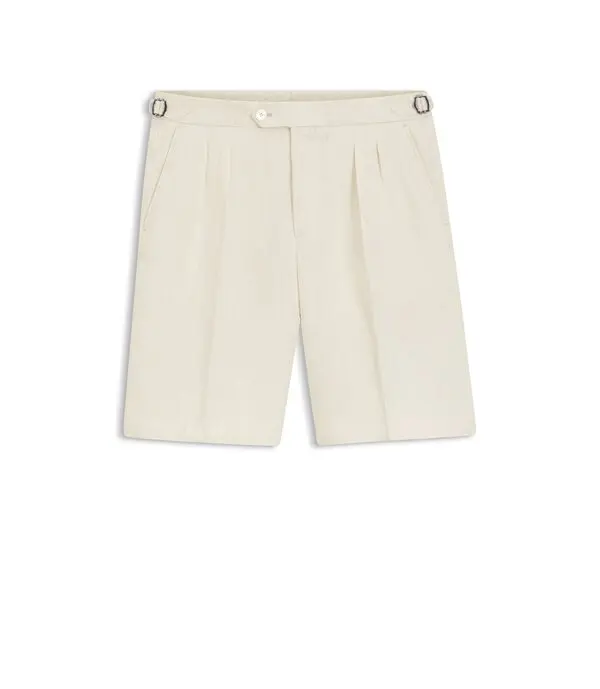 BOSS Tapered-fit Linen Twill Shorts With Double Pleats