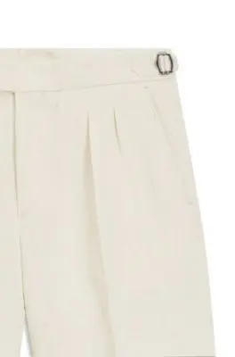 BOSS Tapered-fit Linen Twill Shorts With Double Pleats